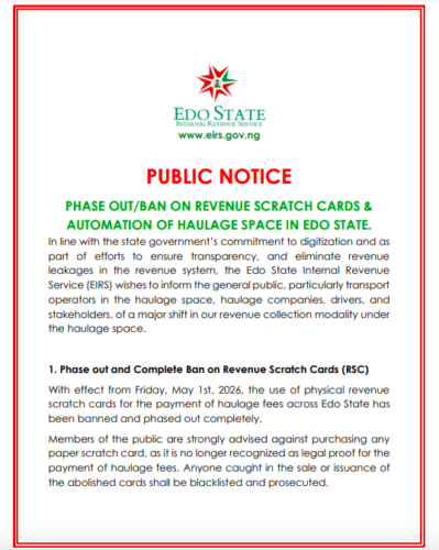 PUBLIC NOTICE: PHASE OUT/BAN OF REVENUE SCRATCH CARDS & AUTOMATION OF ...